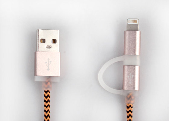 2 In 1 Micro USB / Lightning Charger Cable In Customize Color For Fast Charging