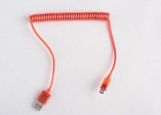 1M Spring Coiled Micro USB Charging Cable Retractable A Male to Type C USB