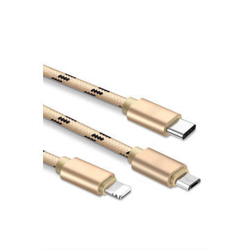 3.3ft 3 In 1 Charging Cable With Alluminum Adapter Micro / 8pin / Type C