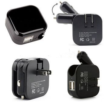 2 In 1 USB Wall Car Charger Combo , Folding Plug USB Car Travel Charger