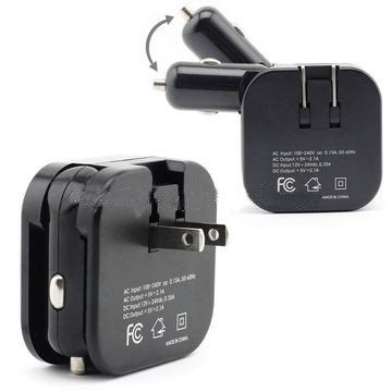 2 In 1 USB Wall Car Charger Combo , Folding Plug USB Car Travel Charger