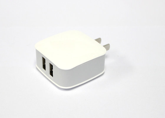 White Dual Port Wall Charger Adapter With EU / US Plug For Mobile / Electronics