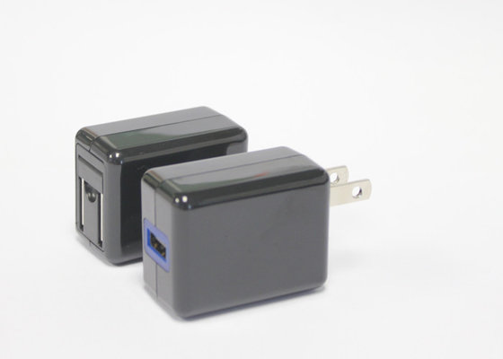 2.1A Folding Universal Wall Charger Adapter Black Single Port 100 - 240V