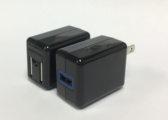 2.1A Folding Universal Wall Charger Adapter Black Single Port 100 - 240V