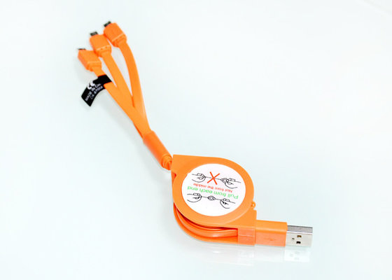 Multifunction 3 In 1 USB Retractable Charging Cable 3ft Type C For Mobile Phone
