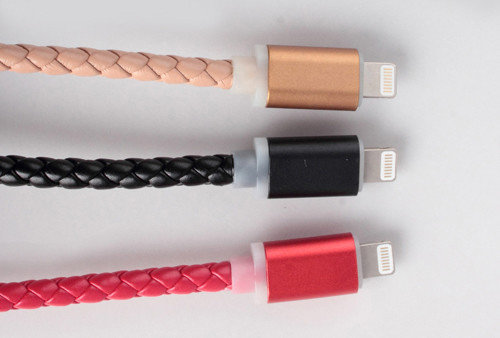 Leather Braided Lightning to USB Cable with Aluminum Housing for iPhone