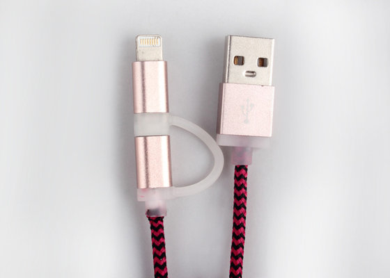 Nylon Braided Charging Cable in Red Color / Multifunction / Metal Jacket