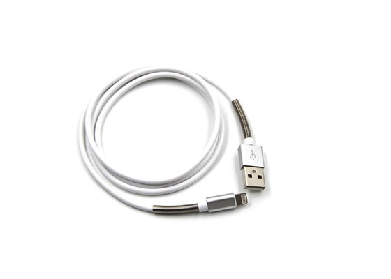 PU Wraped Lightning MFI Certified Iphone Cable For IOS 10 / 2A / Silver / 1m