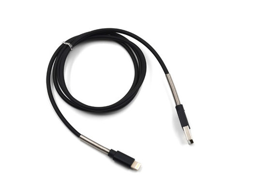 PU Wraped Lightning MFI Certified Iphone Cable For IOS 10 / 2A / Silver / 1m