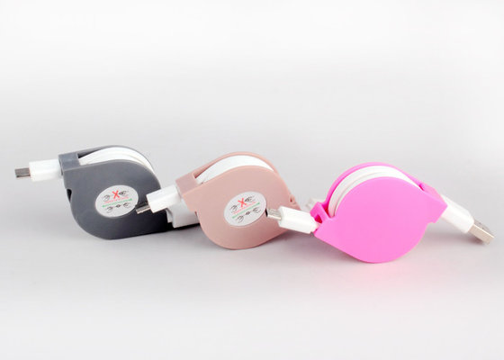 Flesh Color Retractable Micro USB Cable , Portable Retractable USB Cord