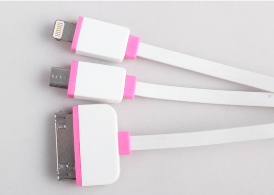 1m Multifunction USB Cable Pink , 3 in 1 Retractable USB Charging Cable