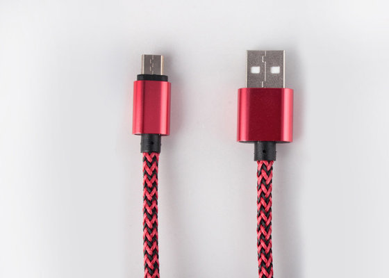 Red Nylon Braided Charging Cable For Android  Galaxy, Sony, Motorola Etc Devices