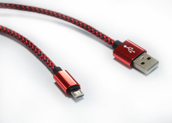 2A Micro USB Charging Cable Red And Black For Android , Galaxy , Motorola