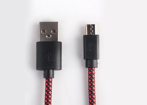 2A Micro USB Charging Cable Red And Black For Android , Galaxy , Motorola