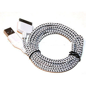 Red Color 30 Pin To USB Sync And Charge Cable Covered with Nylon , Two Sided