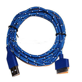 Red Color 30 Pin To USB Sync And Charge Cable Covered with Nylon , Two Sided