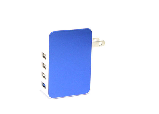 Blue 4A 4 USB Ports Wall Charger Adapter With US / EU Plug For Mobile IPad