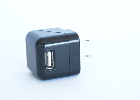Black 5V Dual Usb Wall Charger With Foldable Plug / Metal Case For Mobile