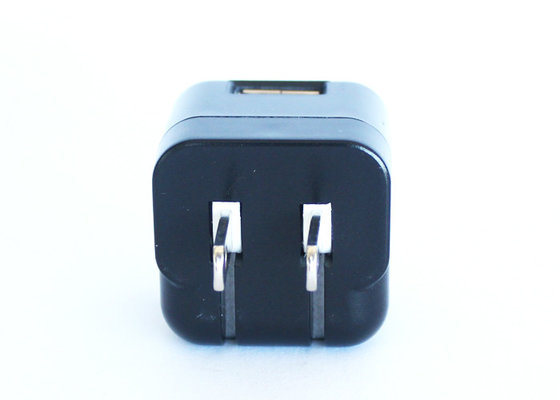 Black 5V Dual Usb Wall Charger With Foldable Plug / Metal Case For Mobile