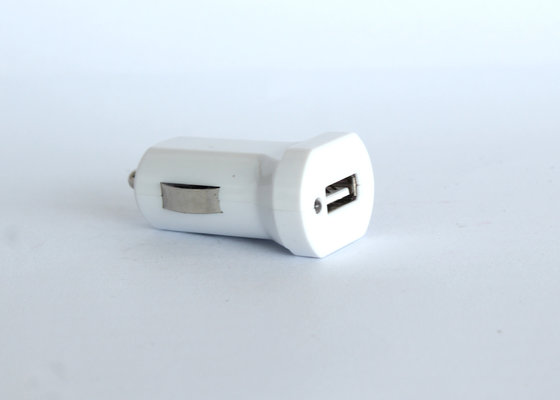 USB Mini Universal Car Charger 1.1A 5V High Speed 12V - 24V DC White Color