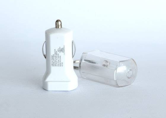 USB Mini Universal Car Charger 1.1A 5V High Speed 12V - 24V DC White Color