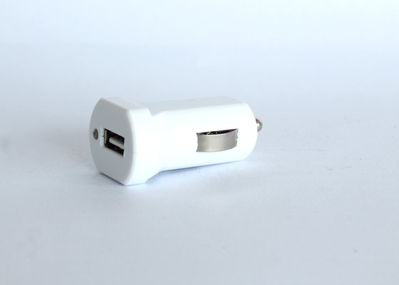 USB Mini Universal Car Charger 1.1A 5V High Speed 12V - 24V DC White Color
