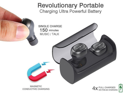 Invisible Wireless Bluetooth Earbuds Headphones Twins Stereo Black Color