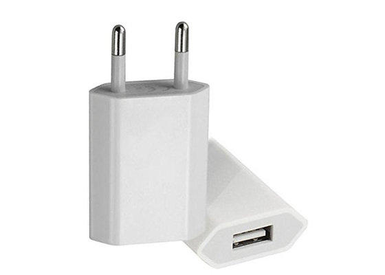 2.1A Single Port European Electric Plug Adapter Wall Nount White 1.1 Amp