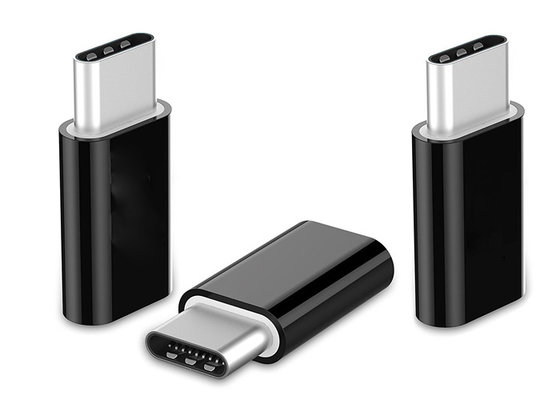 Black Type C Cable Adapter , ACO - 002 Micro USB to USB C Adapter