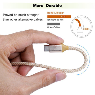 Short USB C to USB A Type C Charging Cable 1Ft Multicolors Nylon Braided