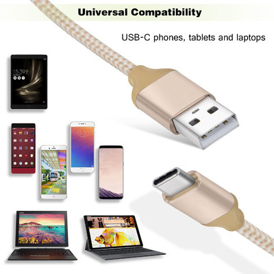 Short USB C to USB A Type C Charging Cable 1Ft Multicolors Nylon Braided