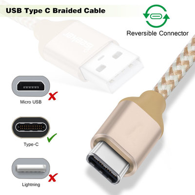 Short USB C to USB A Type C Charging Cable 1Ft Multicolors Nylon Braided