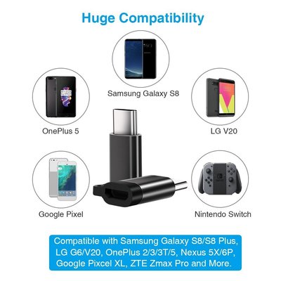 Aluminum Type C Cable Adapter USB C to Micro USB Adapter Convert Connector
