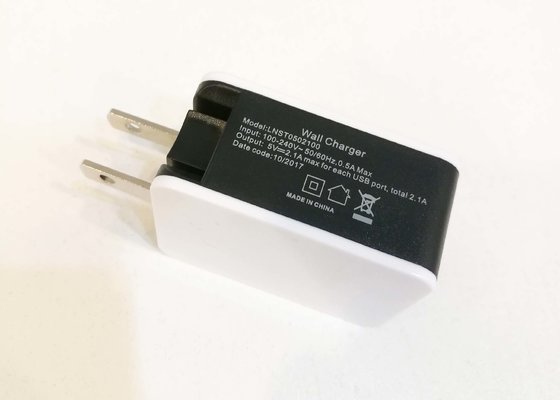 Two - Port Shrink Plug 5V / 2.1A Compatible with all  Smart Phone USB Portable Travel Wall Charger