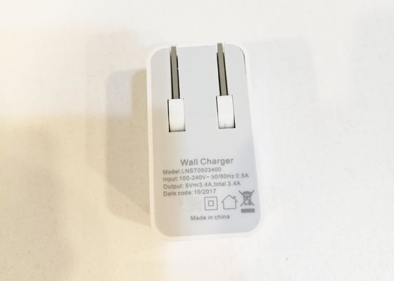 Two - Port USB Portable Travel Wall Charger 5V / 3.4A White Shrink Plug
