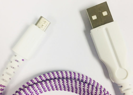 Plastic head braided high gloss braided  charging & sync cable micro / lightning / type-c