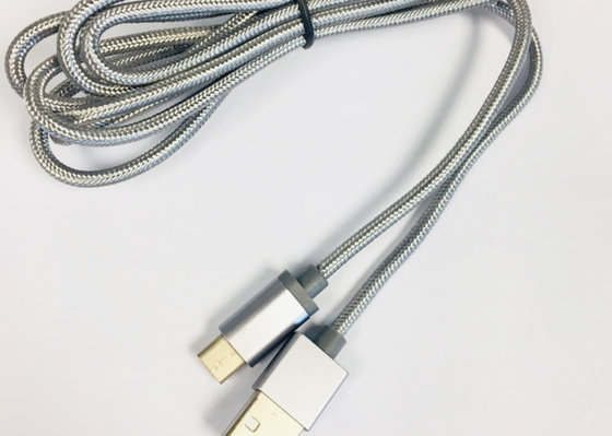 3.3feet high gloss braided textile micro / 8pin / type-c charging cable for mobile phone