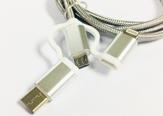 3 in 1 Metalize fiber braid charging cable micro / lightning / type-c