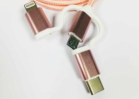 3 in 1 Metalize fiber braid charging cable micro / lightning / type-c