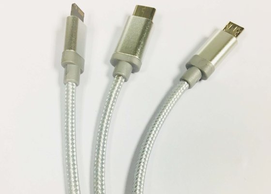 Portable 3 in 1 key chain charging cable micro / lightning / type-c
