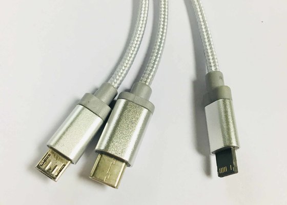 Portable 3 in 1 key chain charging cable micro / lightning / type-c