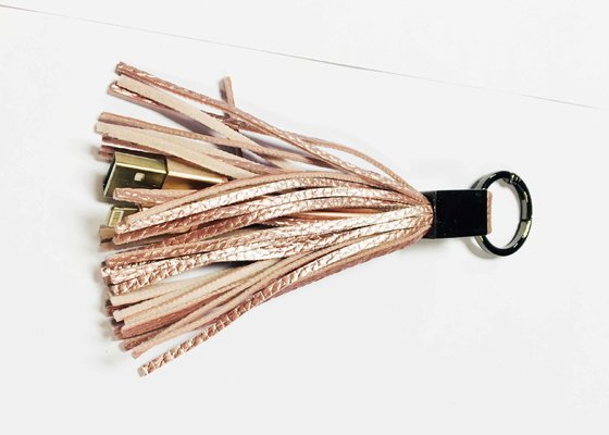 Pink Leather Tassel Metal Head Multifunction USB Cable Charging Cord For Smart Phone