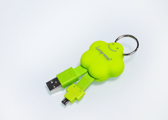 Customize Mini Retractable Charging Cable , Portable USB Cable With Keychain
