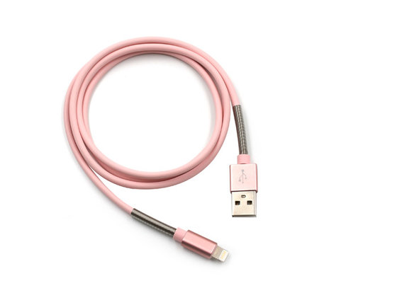 PU Wraped iPhone Mfi Cable in Pink Color / 1m Long Length / 8pin USB 2.0