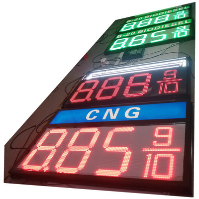 8.88 9/10 Green/Red Led Gas Station Price Signs For Petrol Station With Double Sided Pole Sign