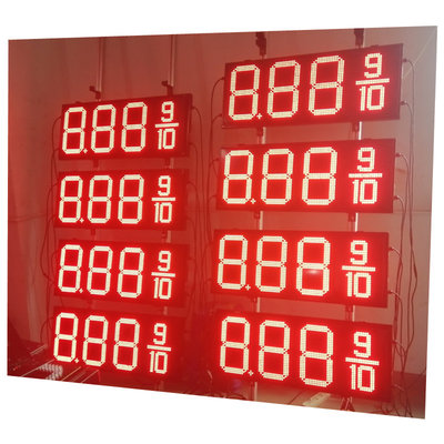 8.88 9/10 Green/Red Led Gas Station Price Signs For Petrol Station With Double Sided Pole Sign