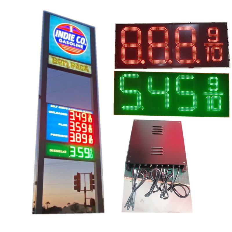 12inch White Green Red Gas station Petrol Price LED Display Sign Board For Outdoor Display