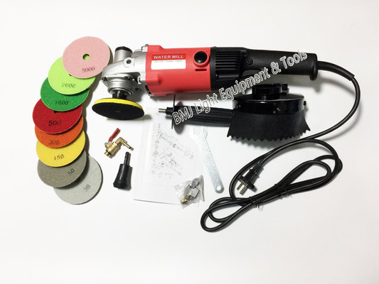220v 1400W M14 4" electric stone wet polisher variable speed hand grinder water mill with 8 units 4" wet polishing pad supplier