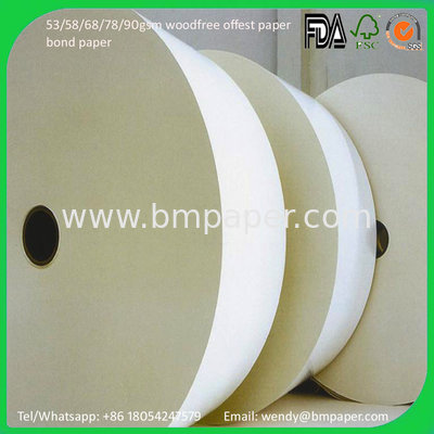 53/58/68/78gsm Uncoated Woodfree Offest Paper Roll/Sheet with Good Price supplier