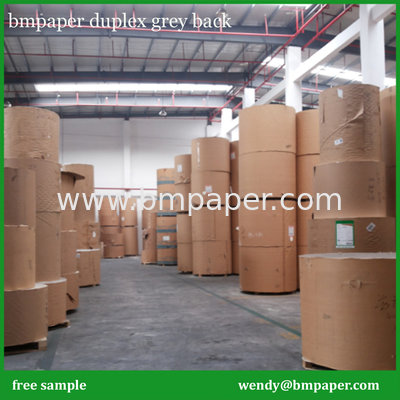 In roll 787*1092mm white coated duplex paper board 300gsm grey back supplier